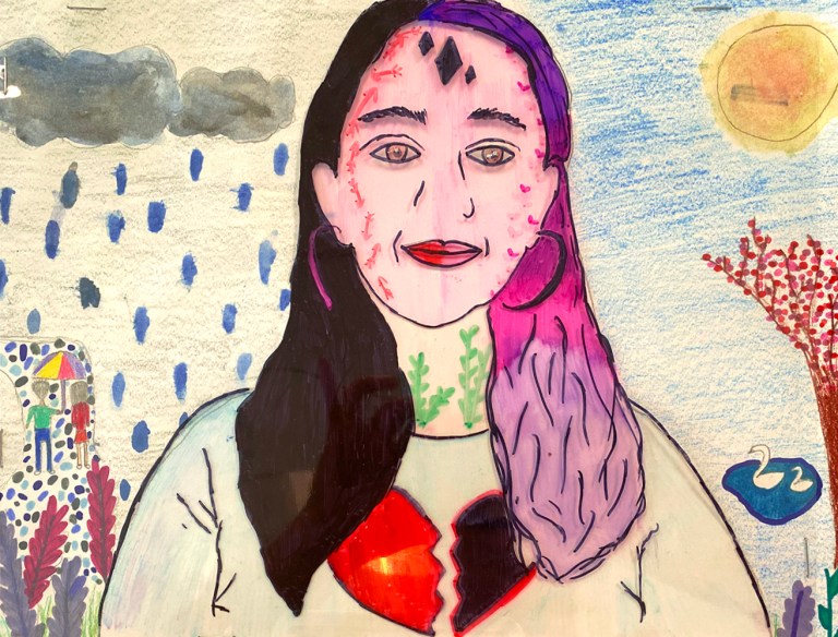 6th Grade – Self-Portrait inspired by the art of George Littlechild ...