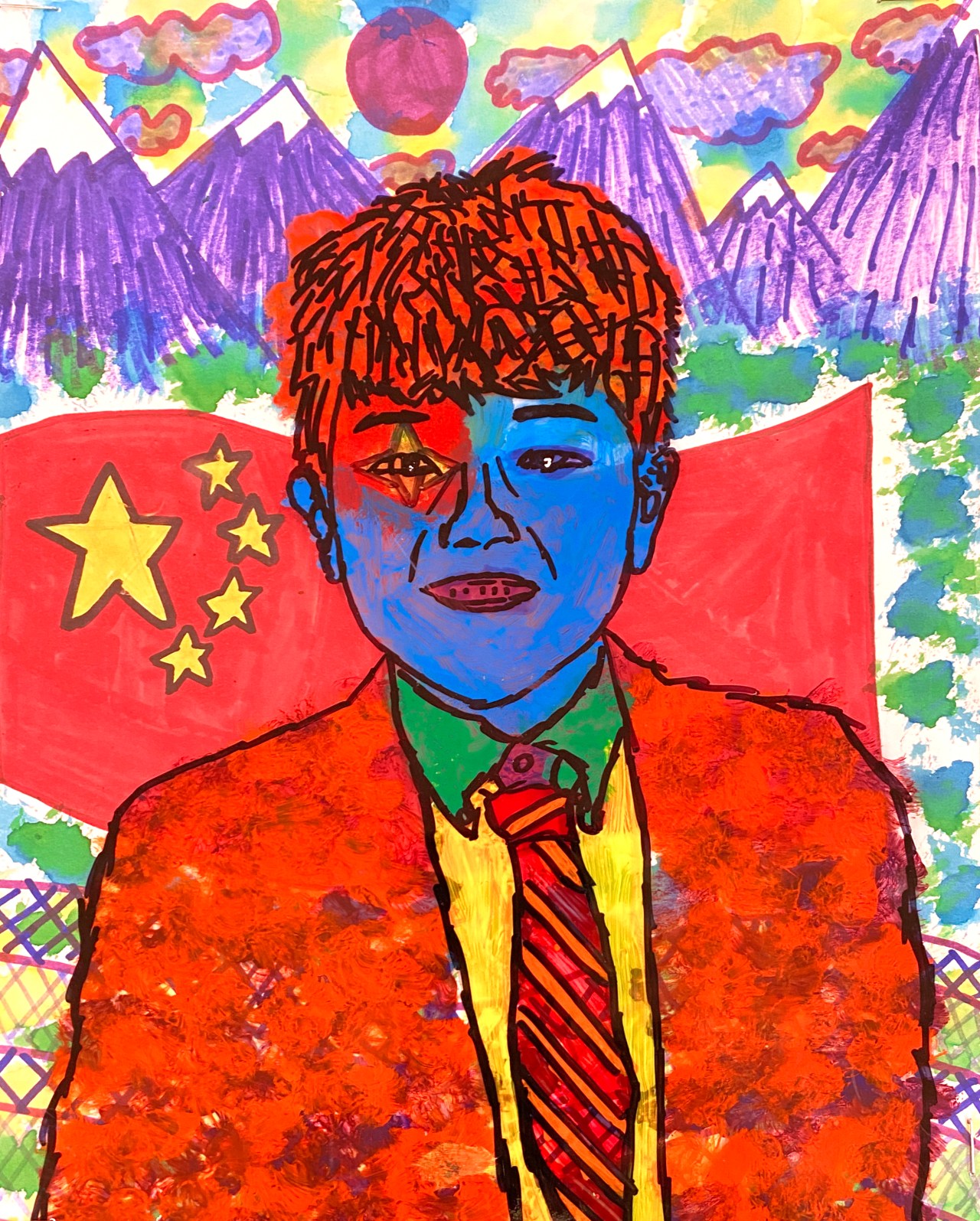 6th Grade – Self-Portrait inspired by the art of George Littlechild ...