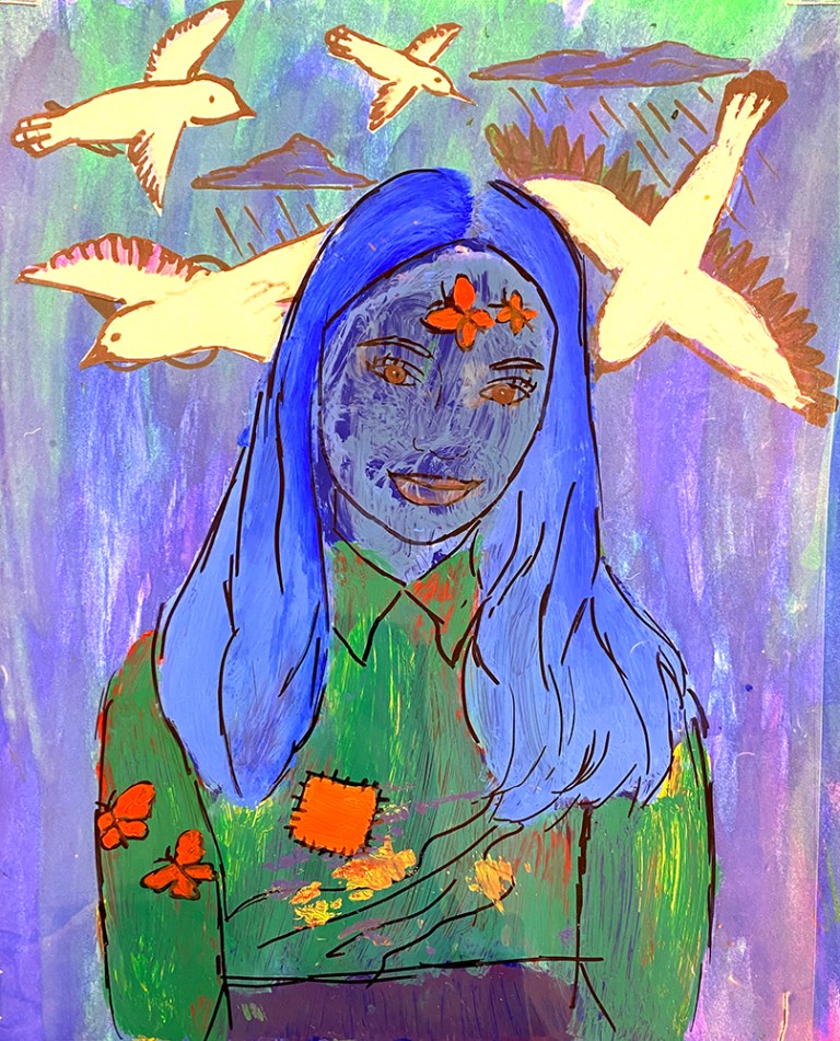 6th Grade – Self-Portrait inspired by the art of George Littlechild ...