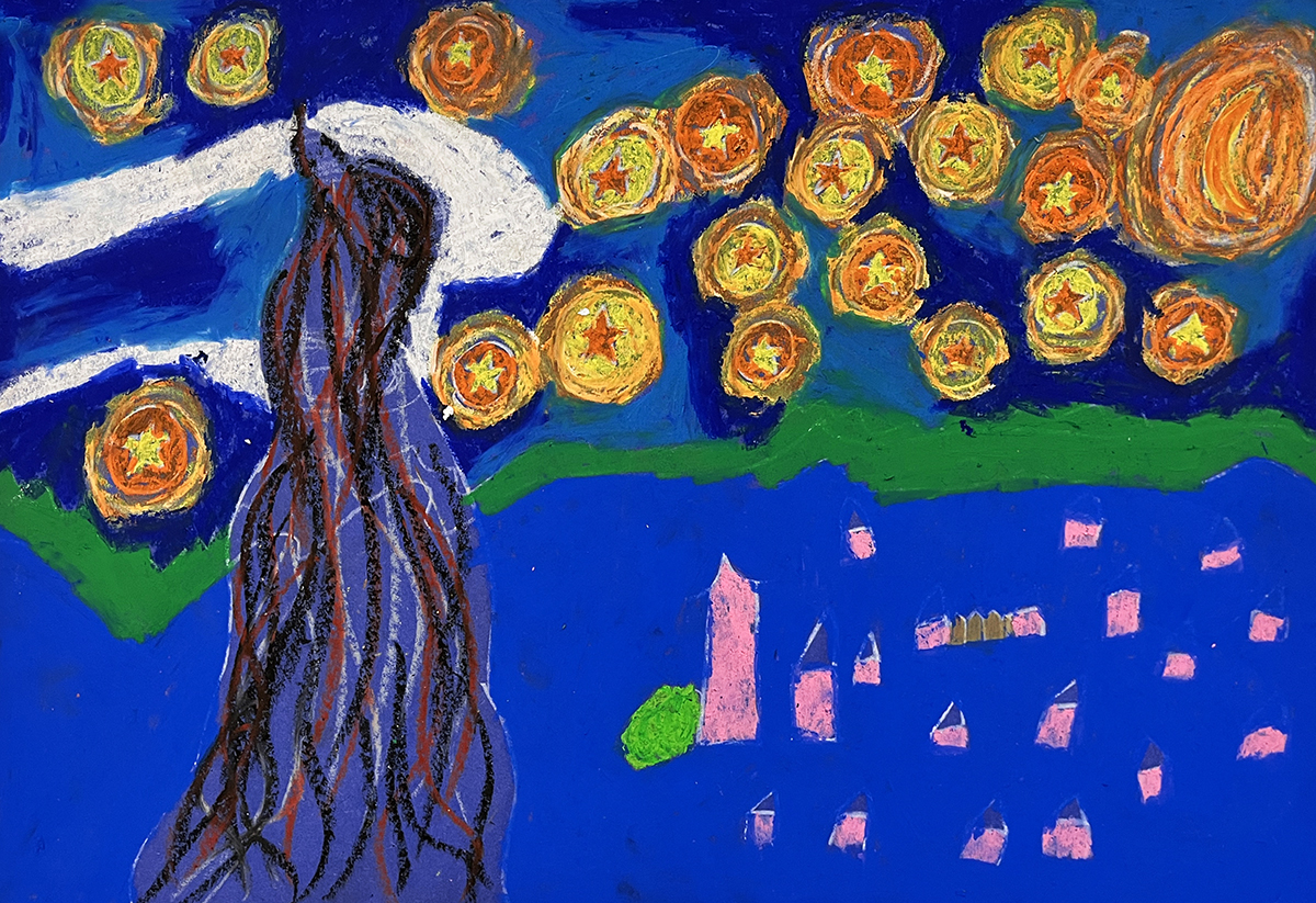 1st Grade – Vincent van Gogh Starry Night recreation – In the K-8 Art ...