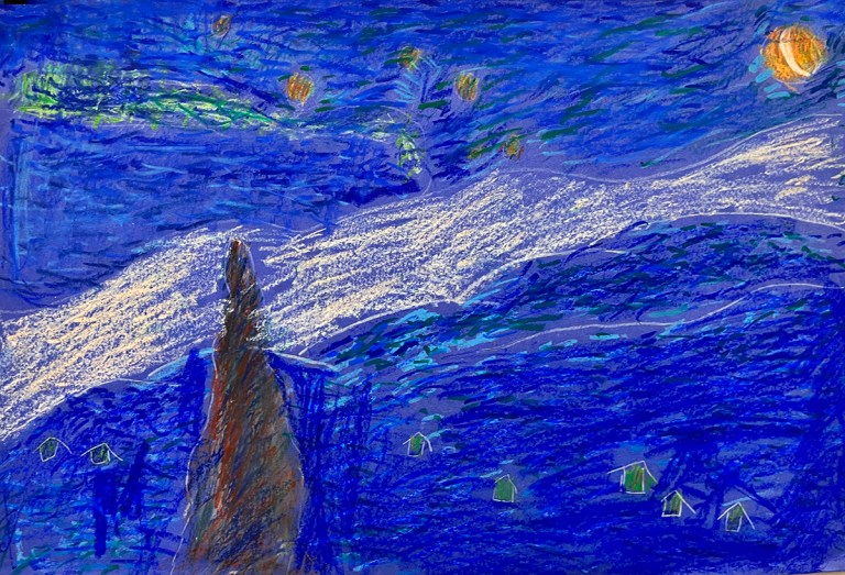 1st Grade – Recreating Vincent van Gogh’s Starry Night – In the K-8 Art ...