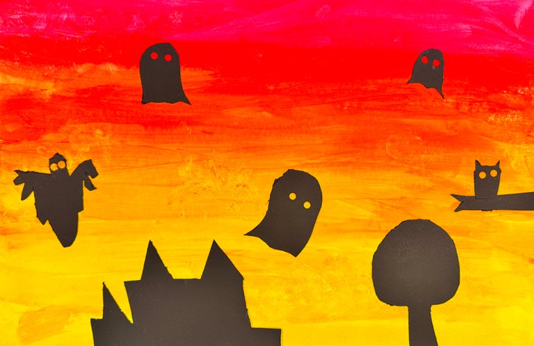 1st Grade – Spooky Halloween Scene Emphasizing Positive and Negative ...